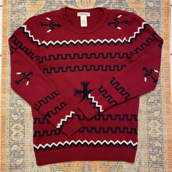 Orvis | Sweaters | Orvis Aztec Western Tribal Wool Cotton Blend Thick ...